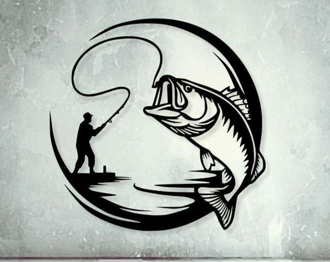 Fishing Svg Dxf Png Files Vector Art Cut File for Cnc Plasma Laser ...