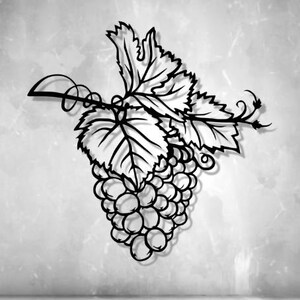 Grapes Dxf Svg Png Files , Grape , Vine , Leaf , Leaves , Branch , Wall ...