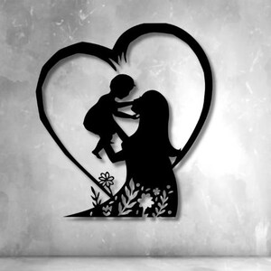 Mother Child Heart Metal Wall Art Files, CNC Laser Plasma Cut (svg, Dxf ...