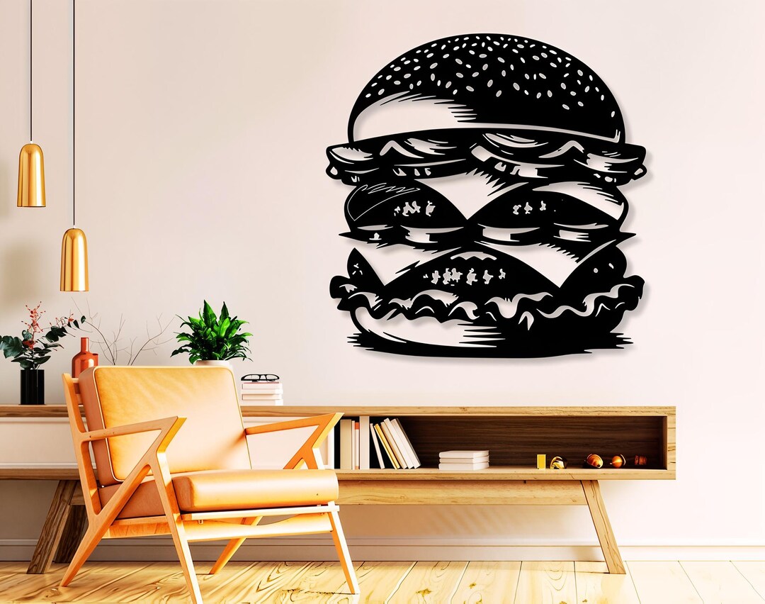 Burger Dxf Svg Png Files Hamburger Steak Vector Cut File for Cnc Plasma ...