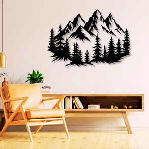 Mountain Dxf Svg Png Files Mountains Wall Art Vector Cut File for Cnc ...