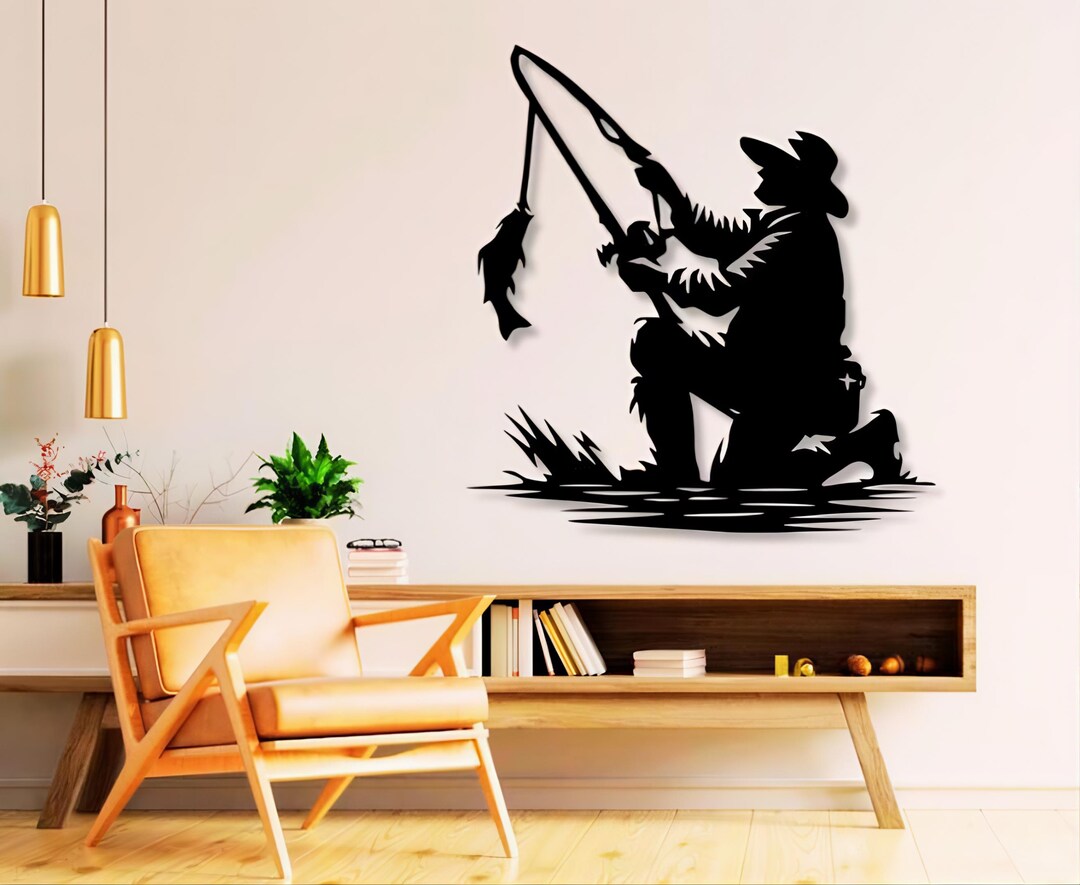 Fishing Dxf Svg Png Files Fisherman Fish Vector Cut File for Cnc Plasma ...