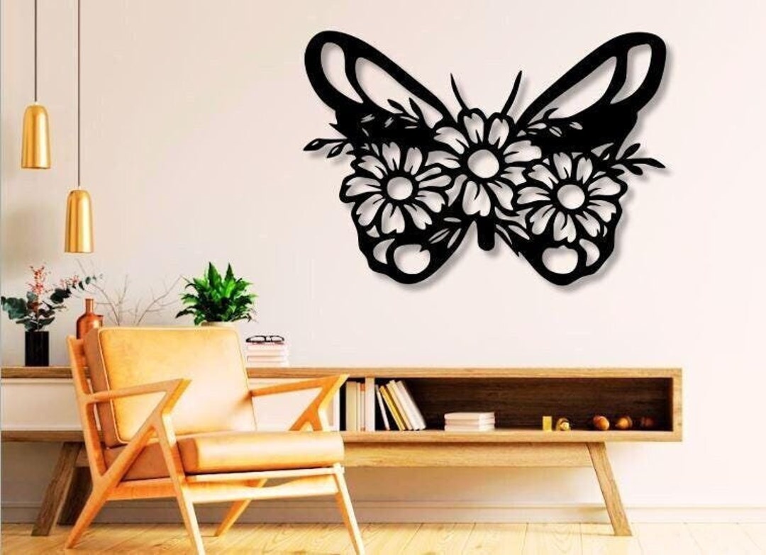 Butterfly Dxf Svg Png Files Spring Vector Wall Art Cut File for Cnc ...