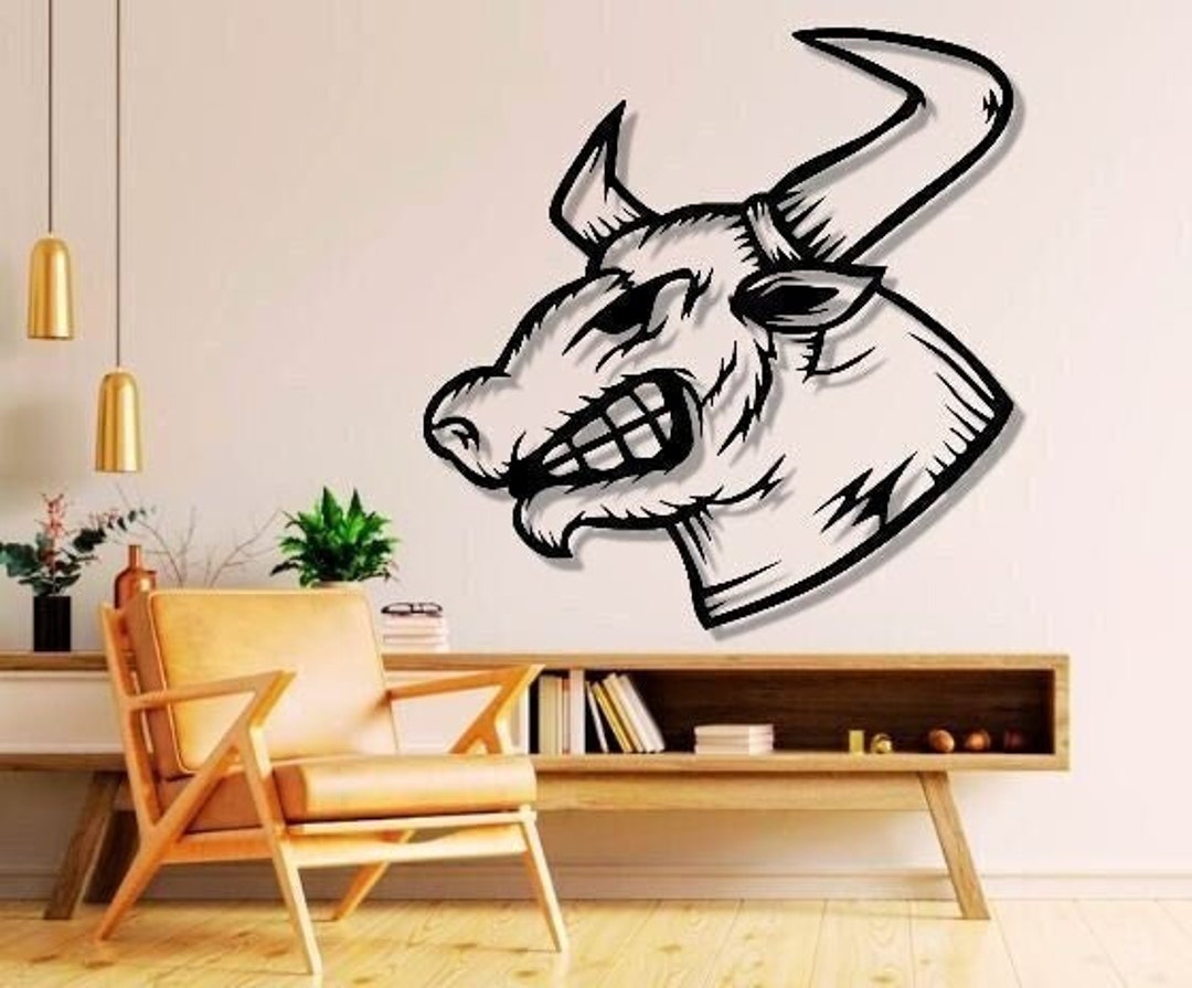 Bull Dxf Svg Png Files , Angry , Bull , Face , Head , Wall Art , Cut ...