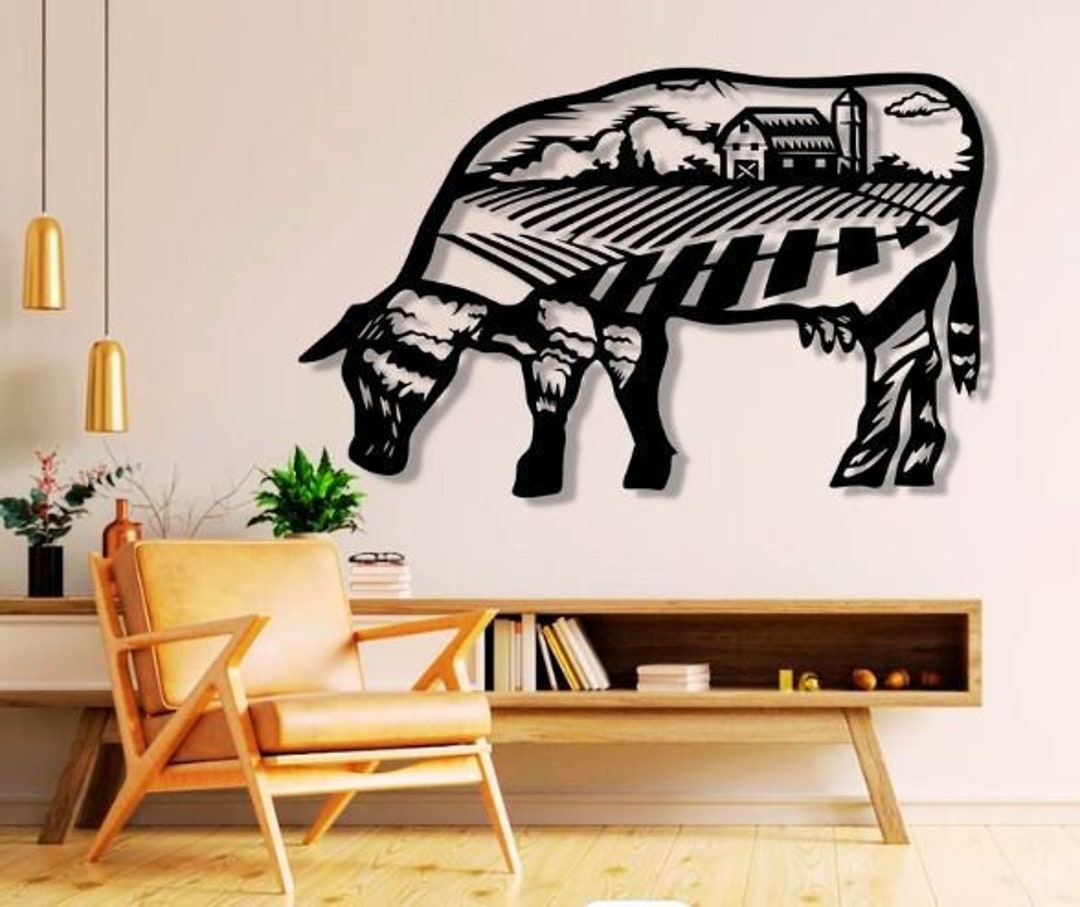 Farm Dxf Svg Png Files , Cow , Farmer , Barn , Scene , Wall Art , Cut ...