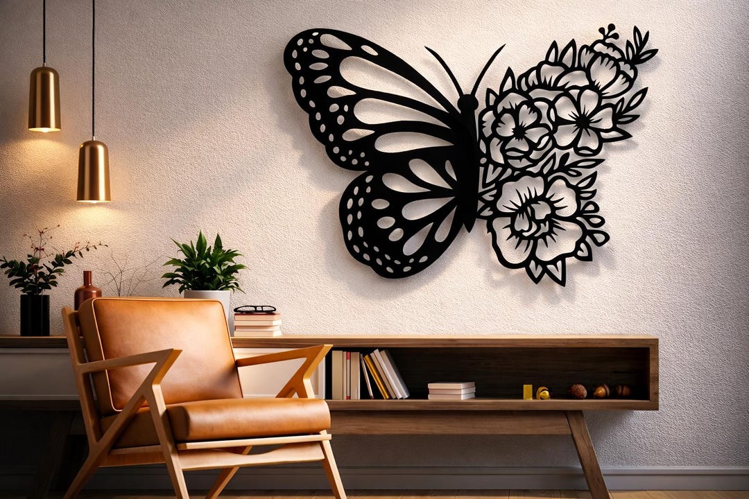 Butterfly Floral Metal Wall Art Files, CNC Cut (svg, Dxf, Png) - Etsy