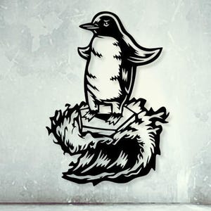 Penguin SVG DXF PNG Files Surfing Vector Art for Cnc Plasma Laser ...