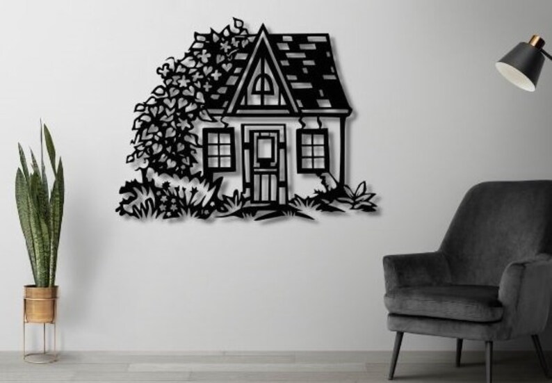 Flowers House Dxf Svg Png Files Wall Art Laser Cut - Etsy