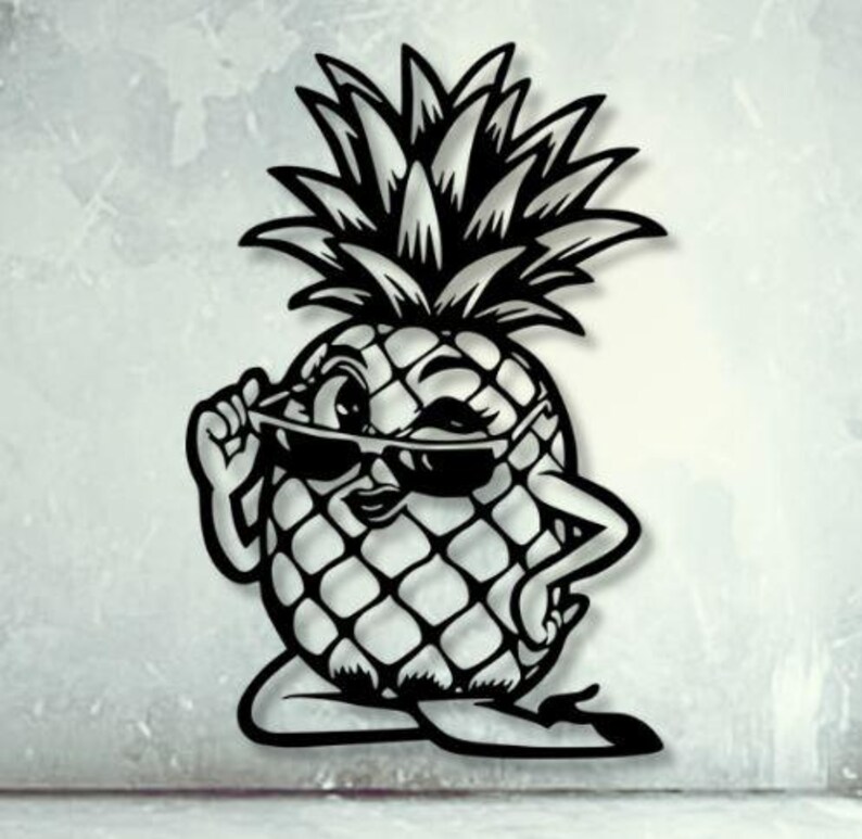 Pineapple Dxf Svg Png Files Fruit Mascot Woman Vector Cut File for Cnc ...
