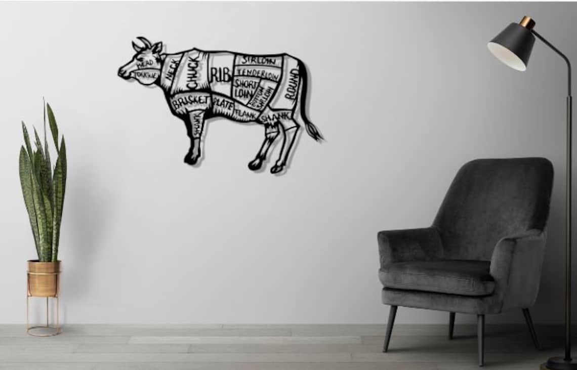 Cow Beef Butcher Cut Chart, CNC Plasma Laser Files (svg, Dxf, Png) - Etsy