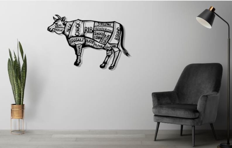 Cow Beef Butcher Cut Chart, CNC Plasma Laser Files (svg, Dxf, Png ...