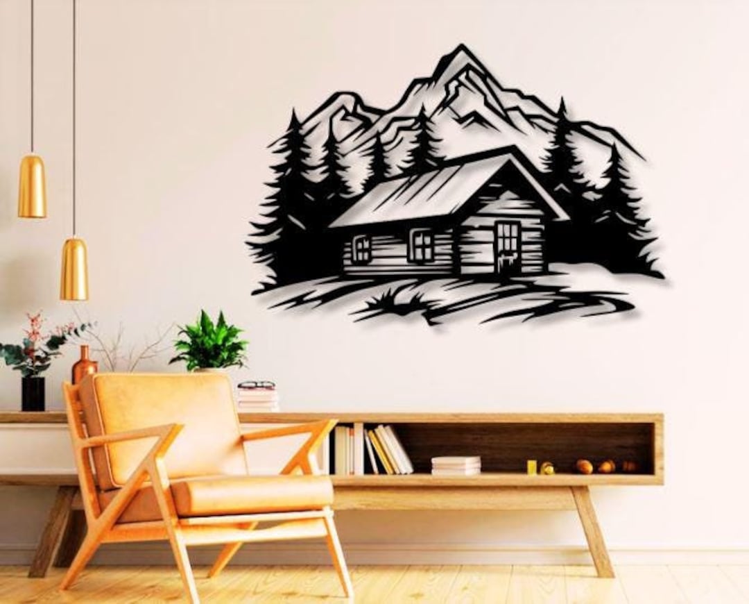 Chalet Dxf Svg Png Files Mountain Wood House Cut File Wall Art Wooden ...