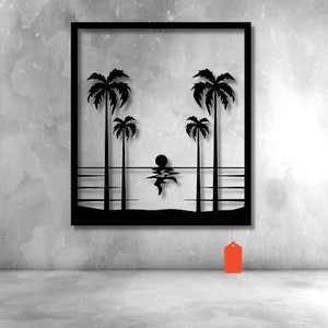 Sunset Dxf , Svg , Png Files , Sunset , Palm , Trees , Sea , Sun , Sky ...