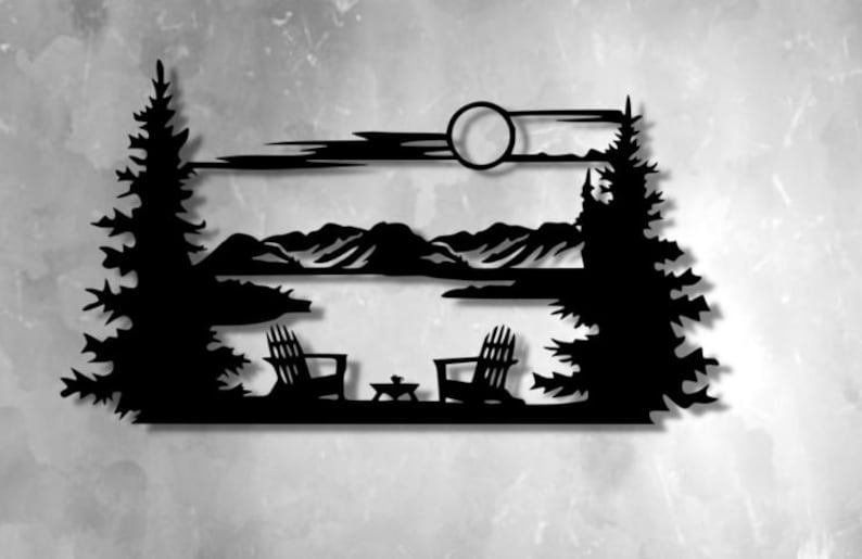 Sunset Dxf Svg Png Files Sunset Lake Trees Sun - Etsy