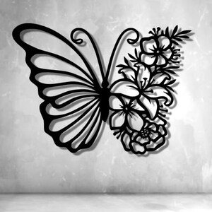 Butterfly Flowers Dxf , Svg , Png , Files , Butterfly , Wing , Flower ...