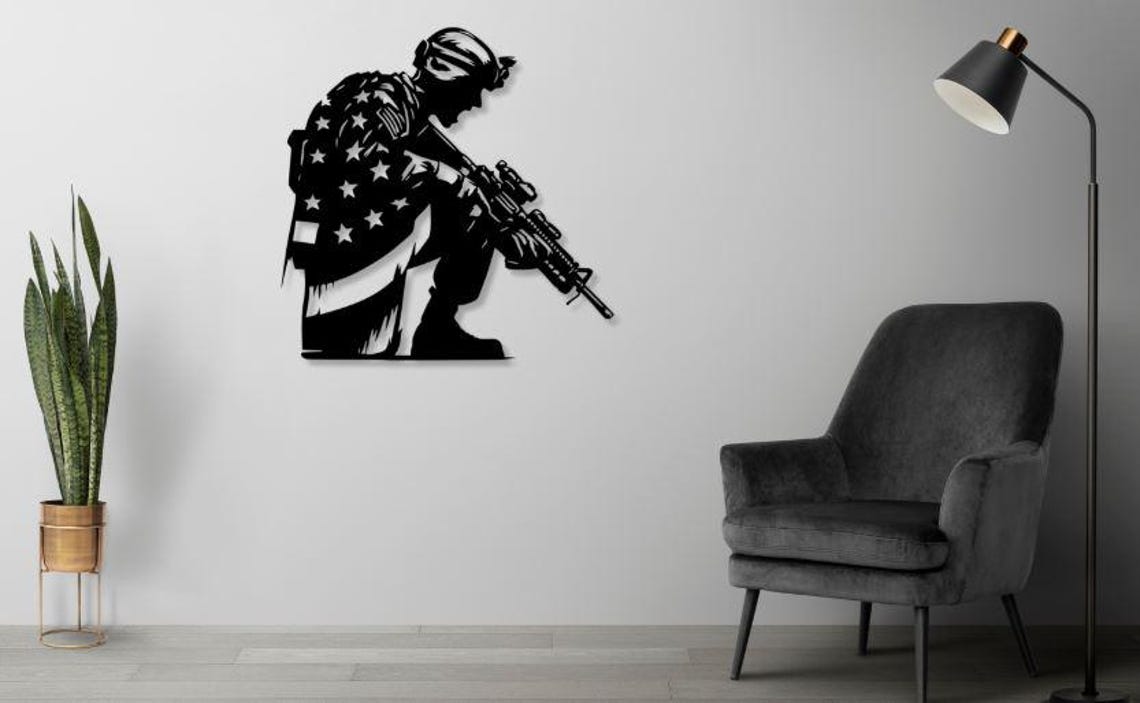 American Soldier Svg Dxf Files : Military Veteran Flag, CNC Laser Cut ...