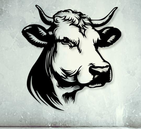 Cow Head Dxf Svg Png Files Cow Vector Art Cut File for Cnc Plasma Laser ...