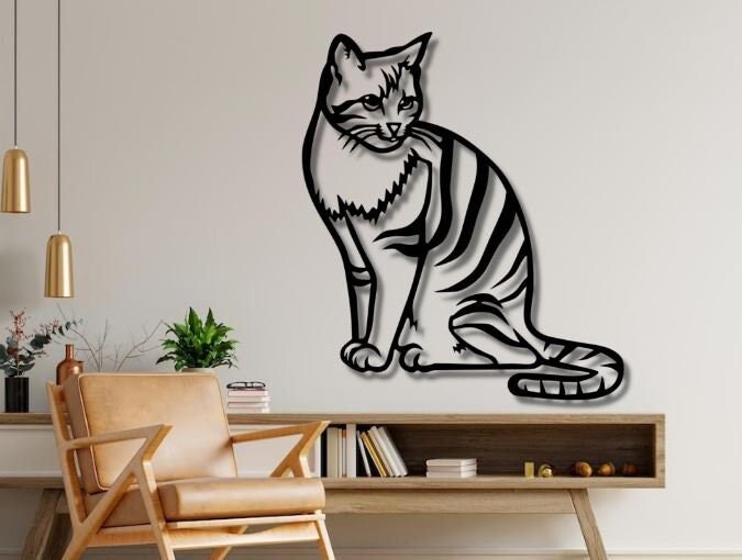 Cat Dxf Svg Png Files Cat Wall Art Cut File - Etsy Australia