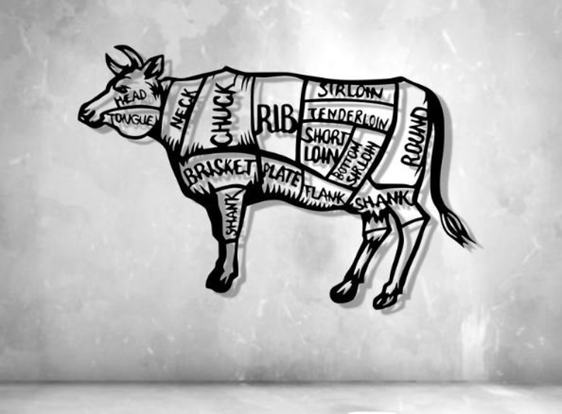 Cow Beef Butcher Cut Chart, CNC Plasma Laser Files (svg, Dxf, Png) - Etsy