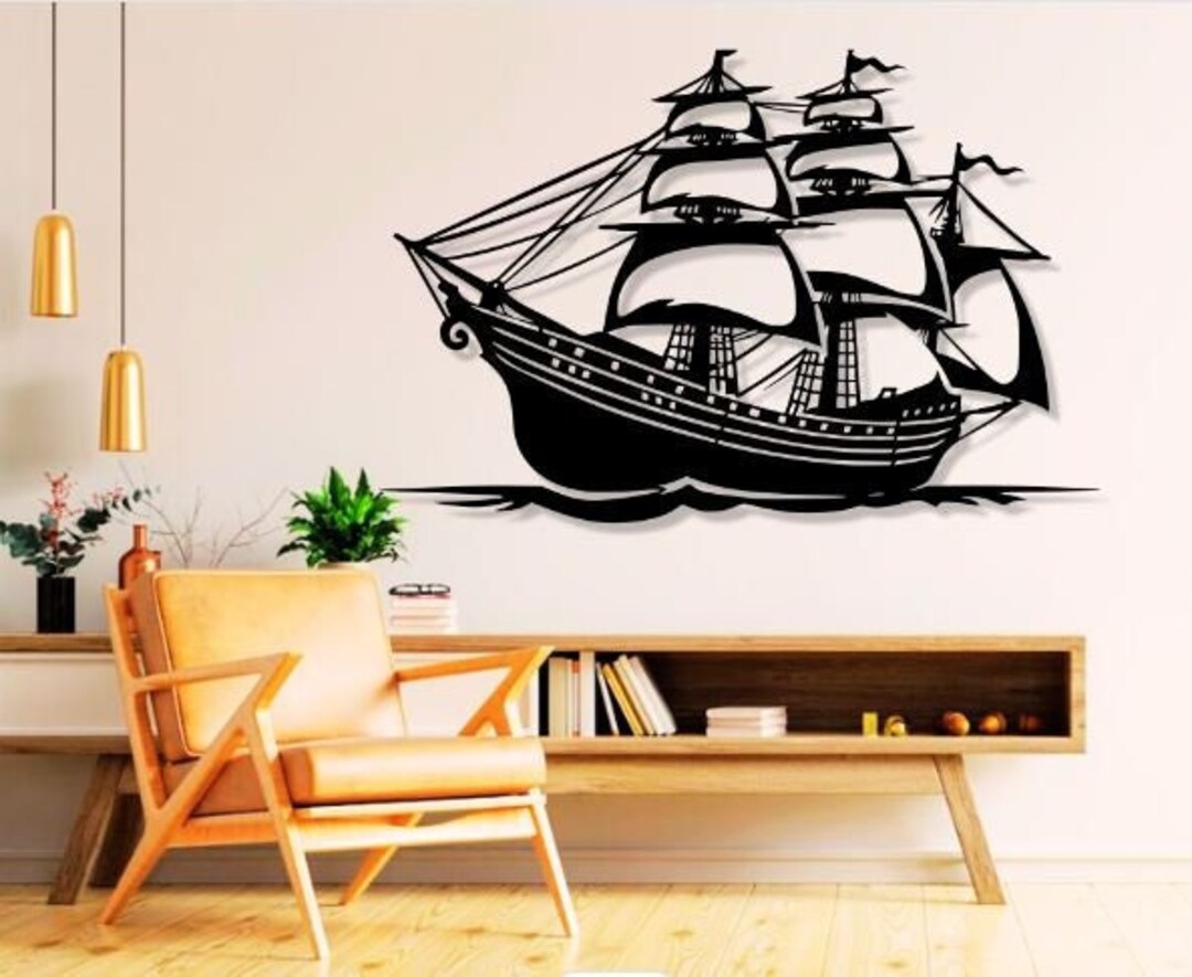 Vintage Ship Dxf Svg Png Files , Old , Sailing , Ship , Marine , Wall ...