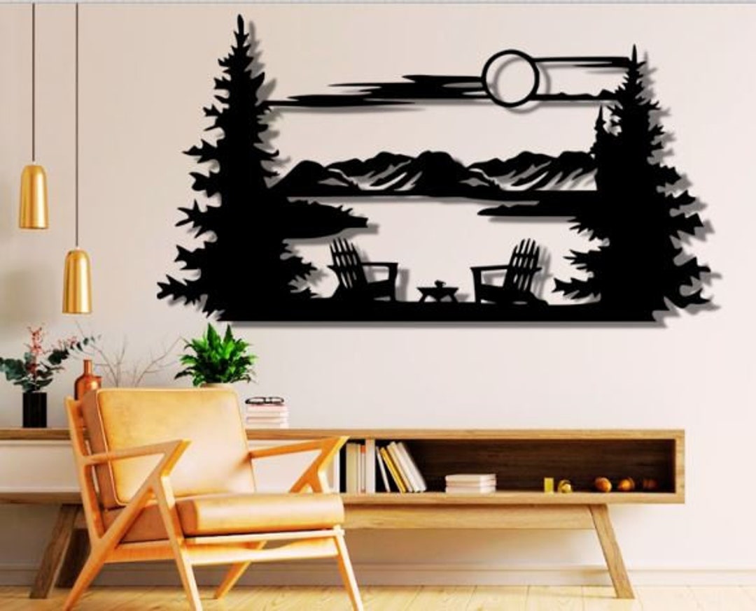 Nature Dxf Svg Png Files Nature Scene Sunset Chairs Table Mountain ...