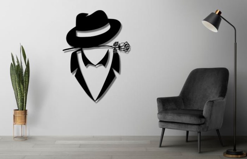 Gentleman Dxf Svg Png Files , Romantic , Men , Hat , Tuxedo , Rose ...