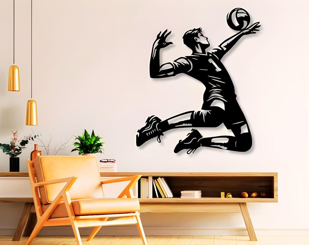 Volleyball Dxf Svg Png Files Volleyball Player Ball Wall Art Cut File ...