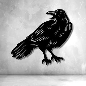 Black Crow Dxf Svg Png Files , Crow , Bird , Birds , Wall , Art , Cut ...