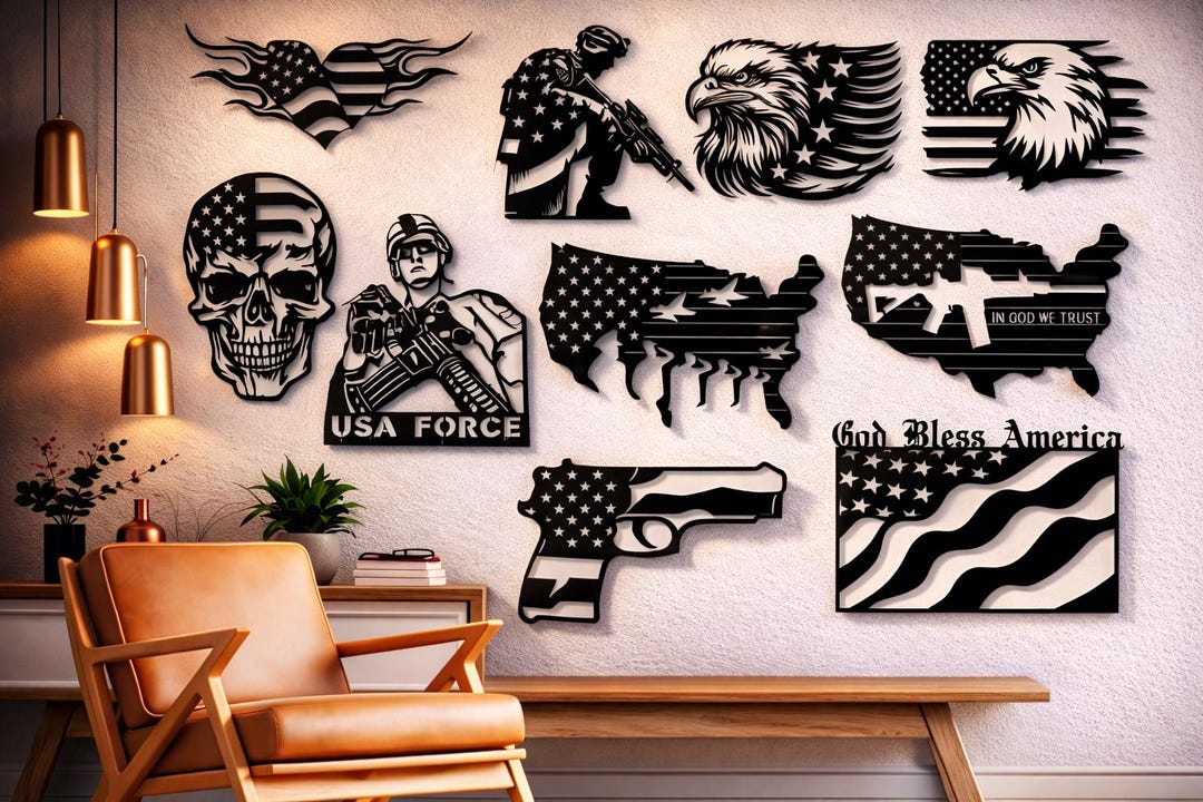 American Flag & Patriotic Svg Dxf Png Files 10 Design Bundle Laser ...