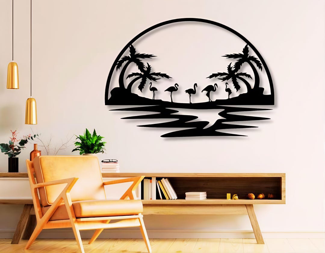 Flamingo Metal Wall Art, Beach Scene, CNC Laser Cut Files (svg, Dxf ...