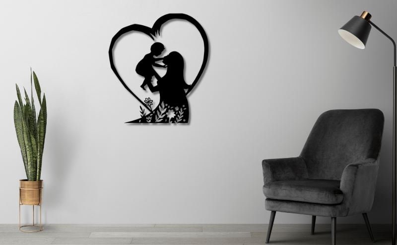 Mother Child Heart Metal Wall Art Files, CNC Laser Plasma Cut (svg, Dxf ...