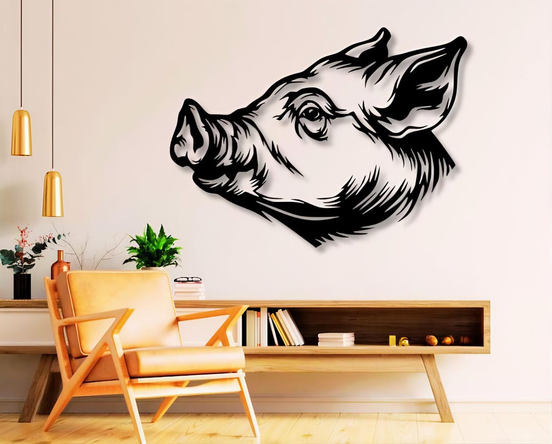 Pig Dxf Svg Png Files Laser Cut File Pork Face Wall Art for Cnc Plasma ...