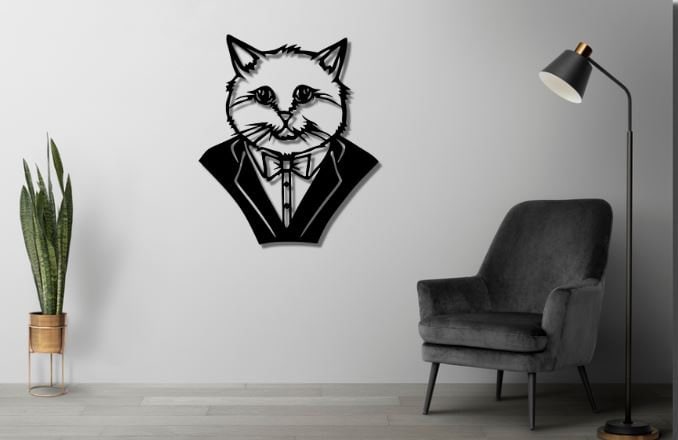 Mister Cat Dxf Svg Png Files , Mr , Cat , Portrait , Handsome ...