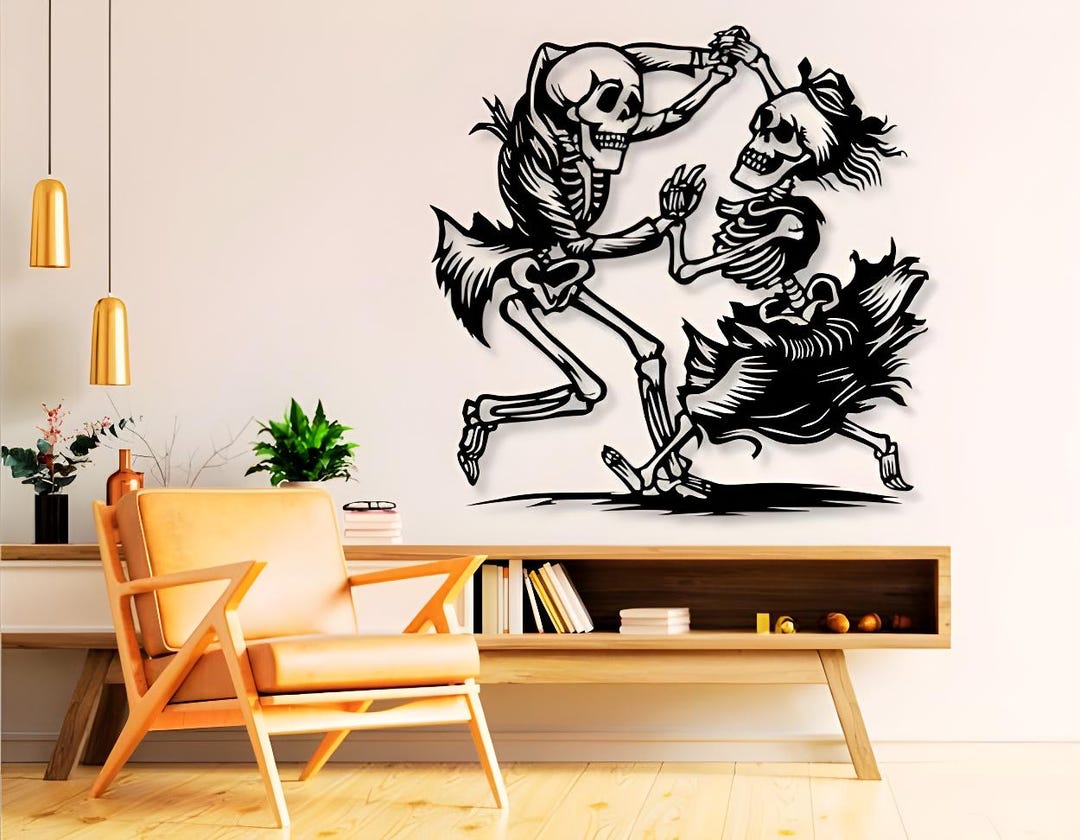 Halloween Dance Dxf Svg Png Files Skeleton Couple Wall Art Skeletons ...