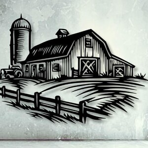 Farm Dxf Svg Png Files Barn Farm Scene Wall Art Cut File for Cnc Plasma ...