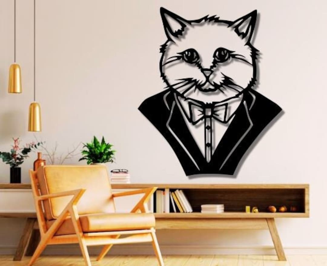 Mister Cat Dxf Svg Png Files , Mr , Cat , Portrait , Handsome ...