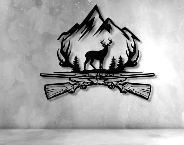 Hunter Riffle Dxf Svg Png Files Hunt Deer Horn - Etsy