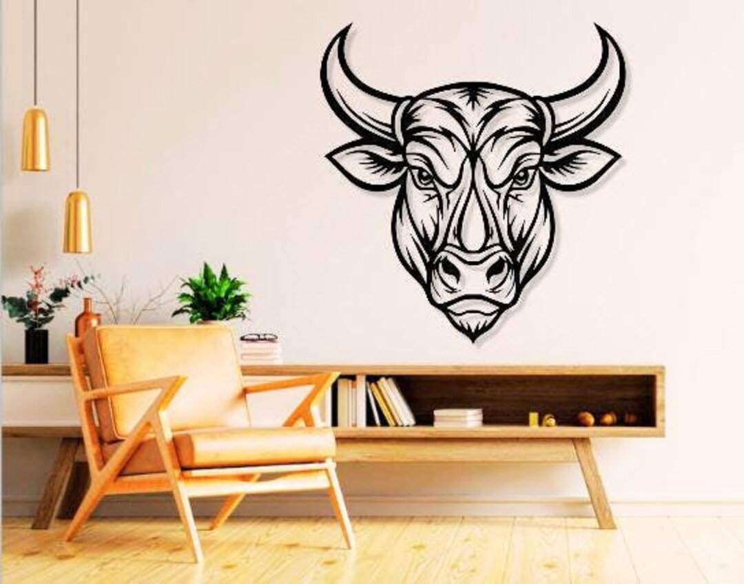 Bull Head Dxf Svg Png Files Bulls Face Wall Art Cut File for Cnc Plasma ...