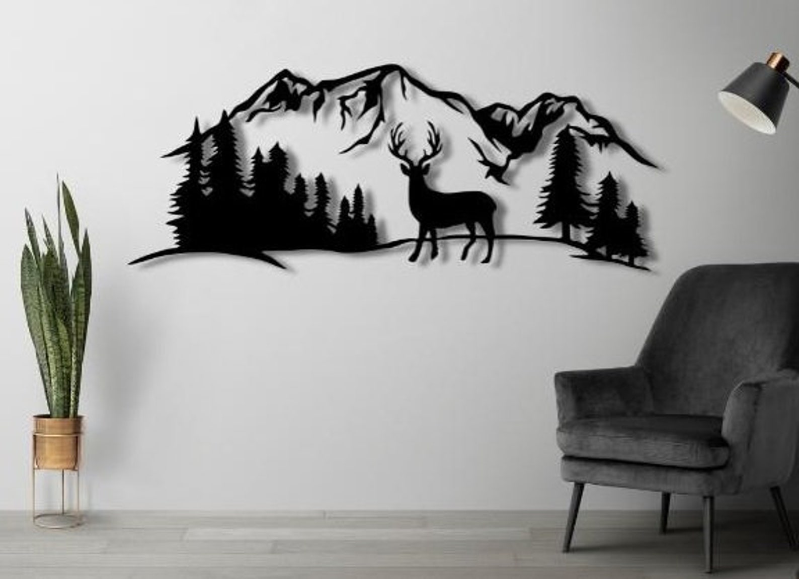 Deer Scene Dxf Svg Png Files Laser Cut Wall Art - Etsy