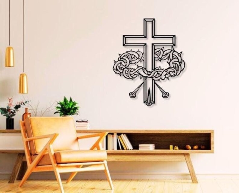 Cross Thorn Nails Dxf Svg Png Files Crosswall Art Vector Cut File for ...