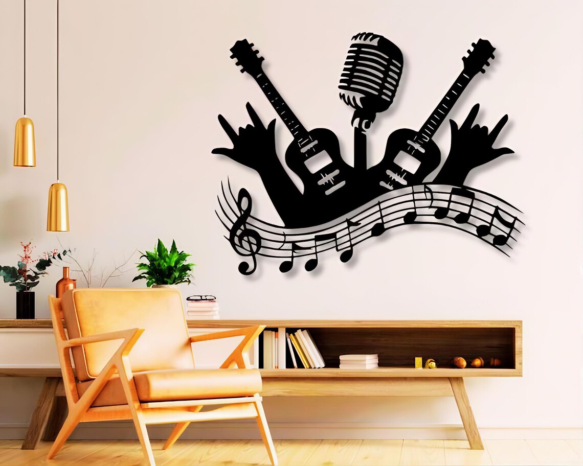 Musician Rockers Dxf Svg Png Files Rock Music Wall Art Cut File for Cnc ...