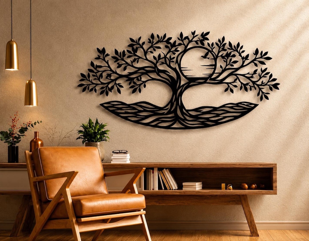 Tree Moon Scene Dxf Svg Png Files Wall Art Cut File for Cnc Laser ...