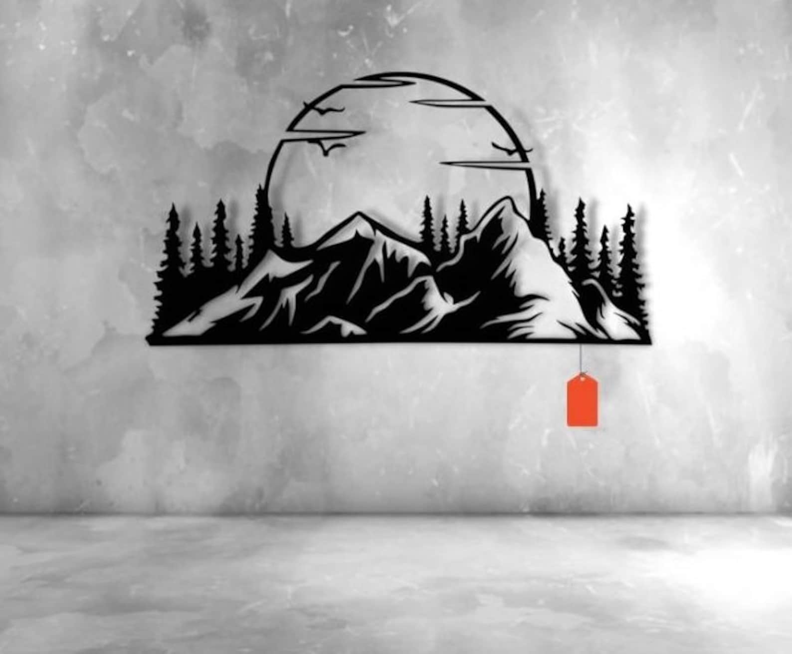 Mountain Scene Svg Dxf Png Files Metal Wall Art Files, Laser Cut SVG ...