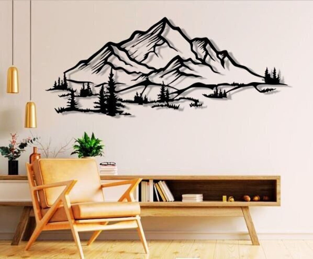 Mountain Scene Dxf Svg Png Files , Nature , Mountains , Trees , Pines ...
