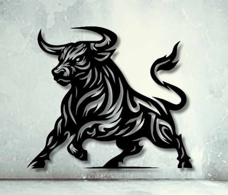 Arte mural de toro, diseño de cuernos salvajes (SVG, DXF, PNG) - Etsy ...