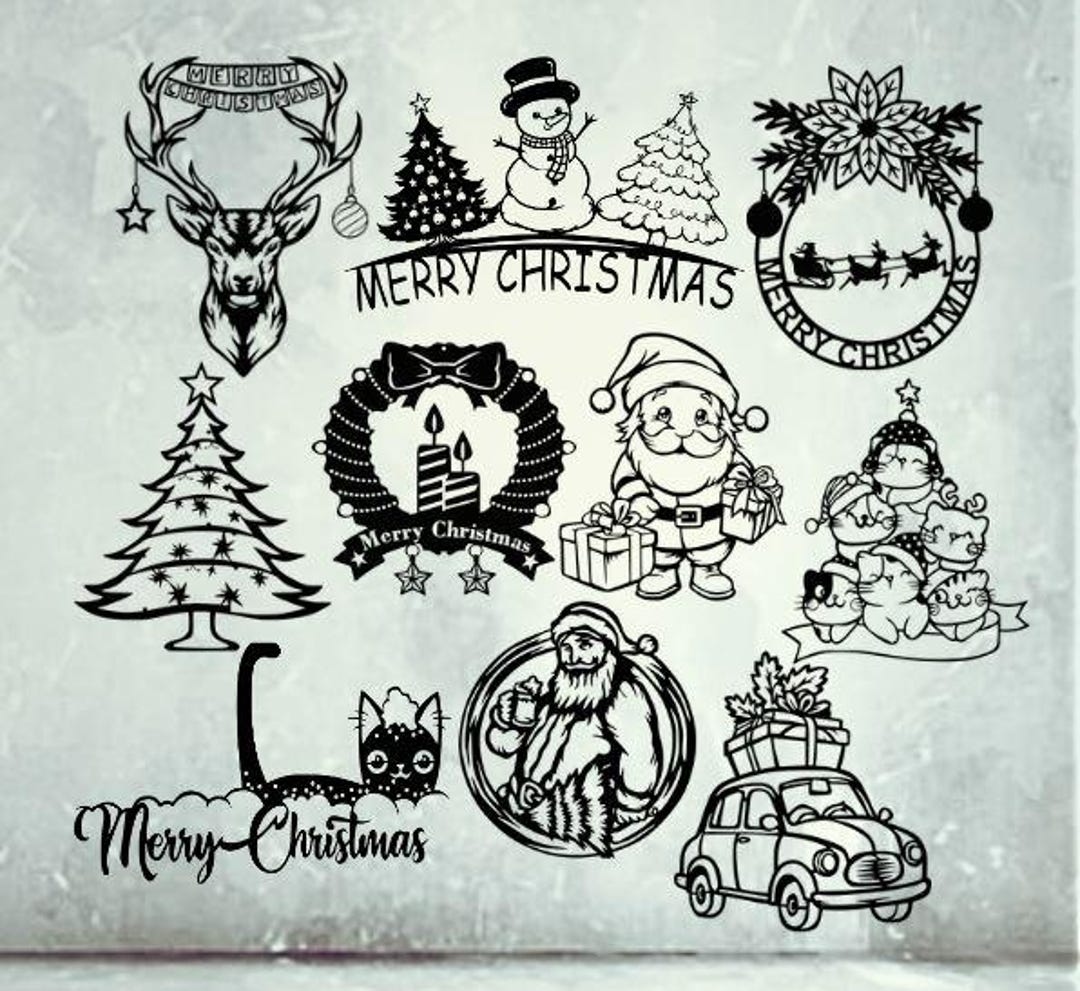 Merry Christmas Set Dxf Svg Png Files for Cnc Plasma Cut File Metal or Plywood Cutting for Cnc ...