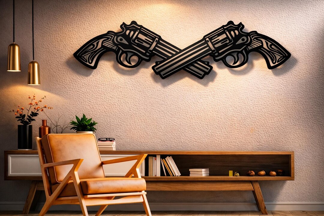 Crossed Revolvers Metal Wall Art Files (SVG, DXF, PNG) - Etsy
