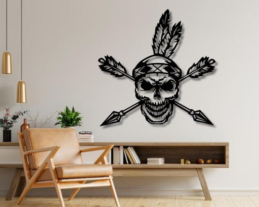 Skull Indian Dxf Svg Png Files Indians Skull Arrow - Etsy