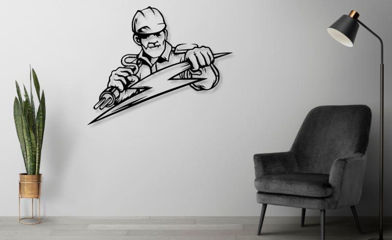 Electirician Man Dxf Svg Png Files Electiric Electrical Vector Cut File ...