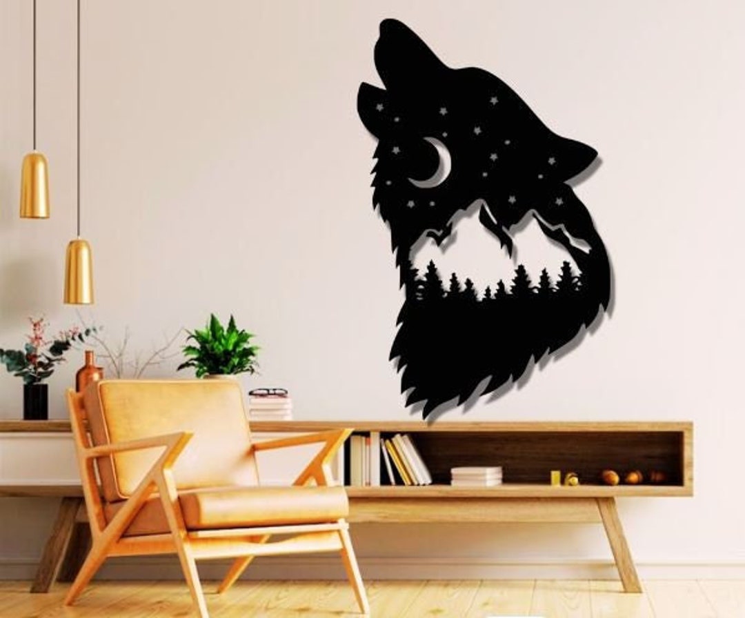 Wolf Night Scene Dxf , Svg , Png , Files , Wild , Life , Nature , Wolf ...